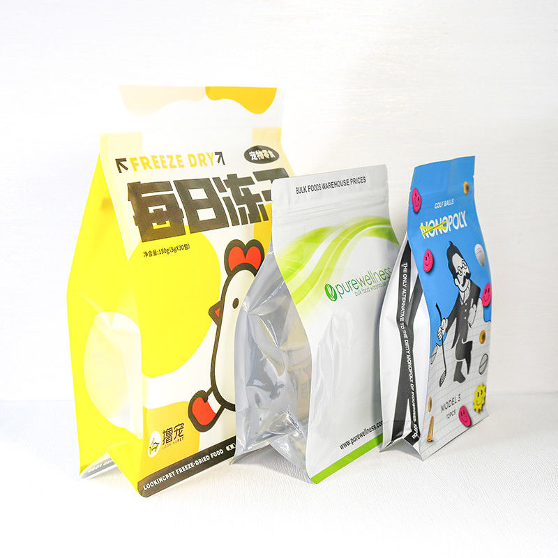 Custom Logo Flat Bottom Eight Side Seal Food Packaging Bags